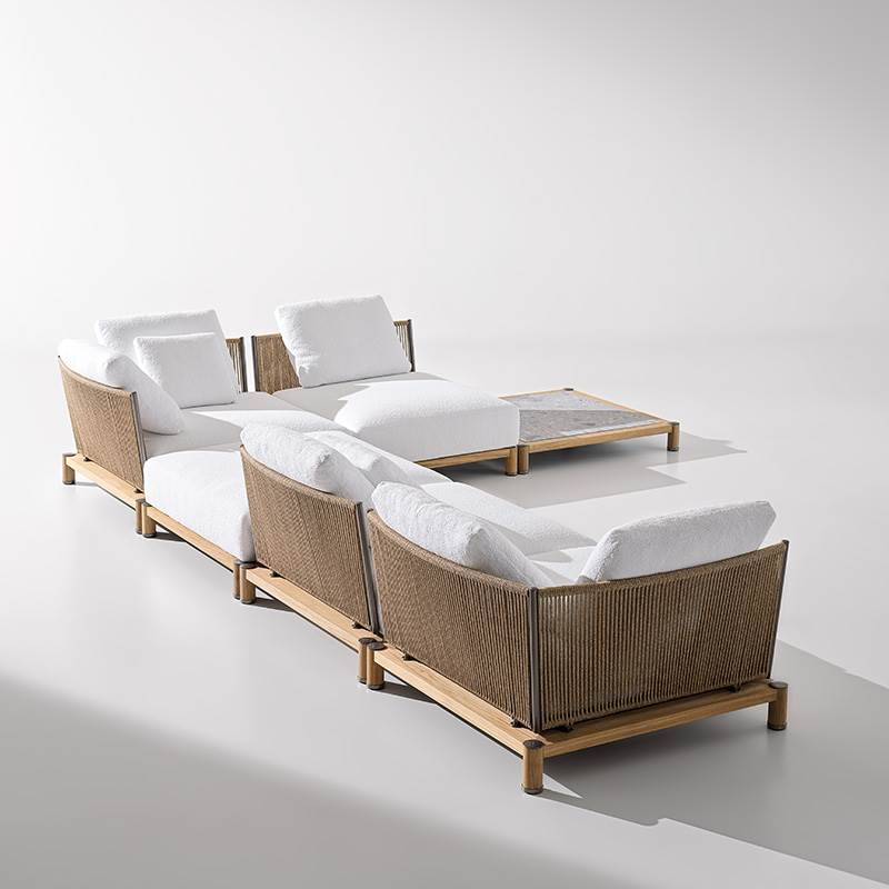 Waterproof Fabric Outdoor Sofa with Metal Legs and Wicker Design