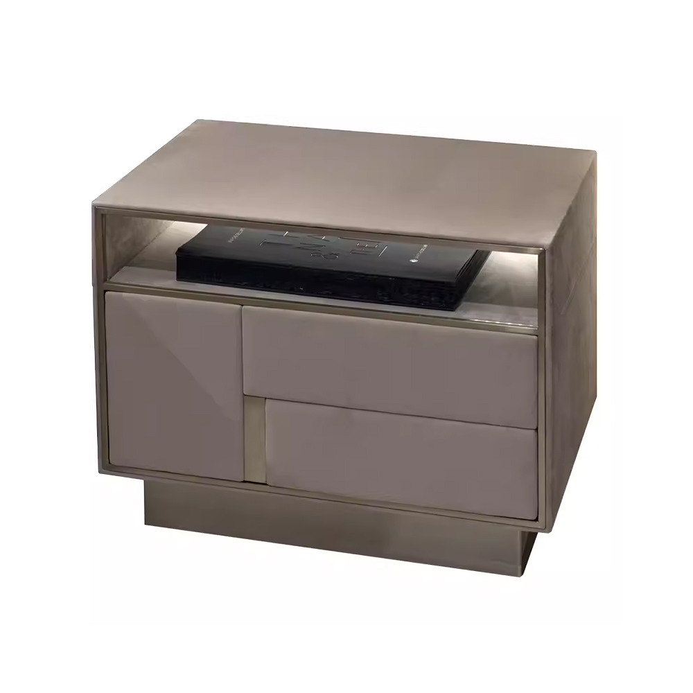 Modern Stainless Steel Brushed Bronze Nightstand