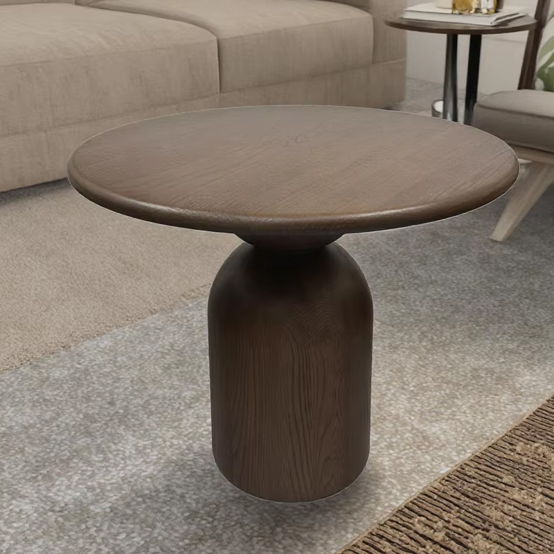 Modern Solid Wood Round Corner Table for Living Room