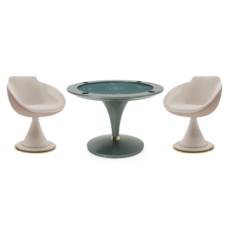 Modern Round Mahjong Chair with Upholstered Seat and Wooden Legs