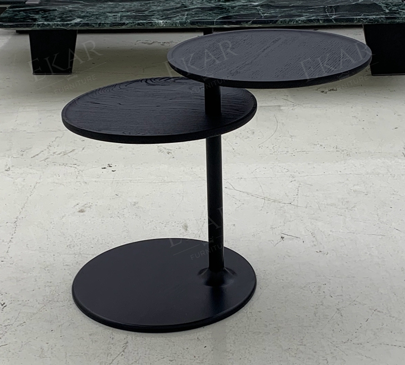 Sleek Matte Black Sparkle Painted Solid Steel Corner Table