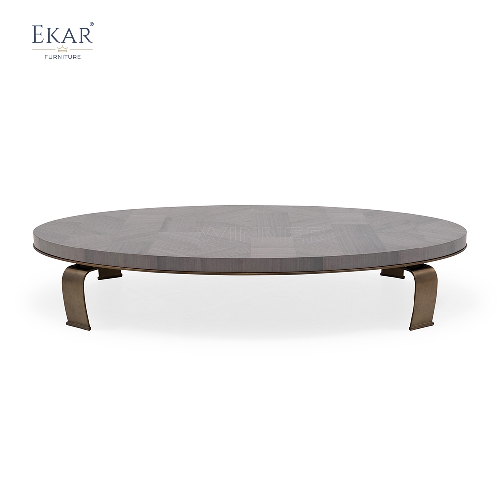 EKAR FURNITURE's Modern Wood Inlay Coffee Table with Steel Base and ...