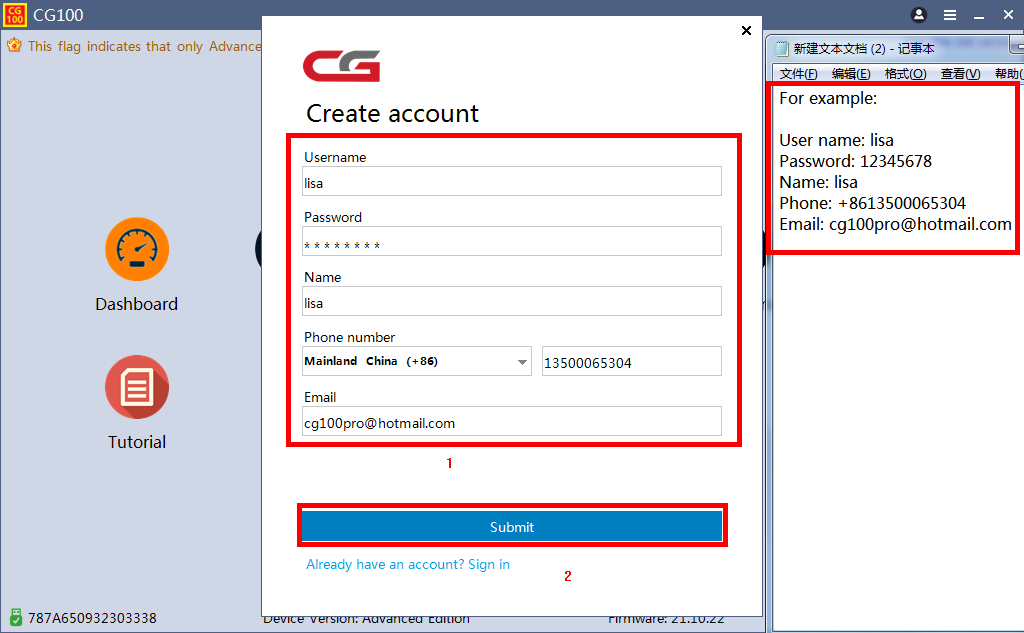 CG100~How to activate a brand new CG100 tool