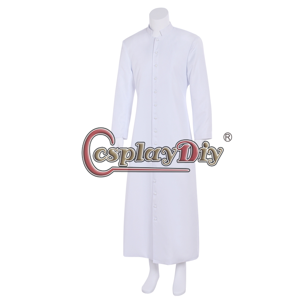 Cosplaydiy Roman White Priest Cassock Robe Gown Clergyman Vestments ...