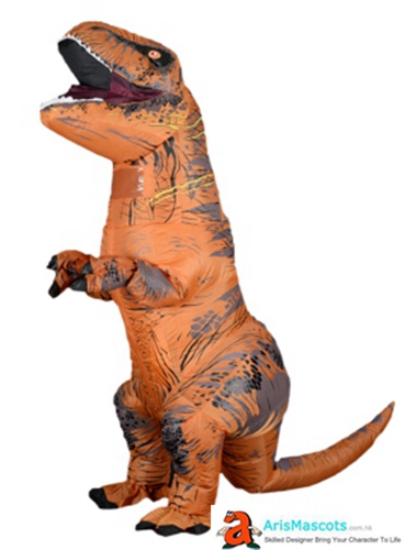 Adult Fancy Inflatable Brown dinosaur Mascot Costume for birthday party ...