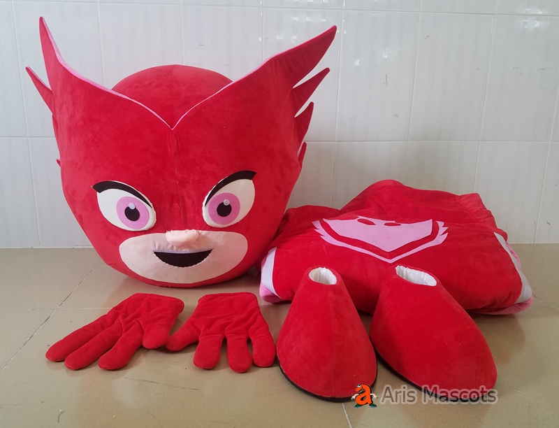 Pj Masks Red Owlette Mascot Costume Adult Owlette Fancy Dress Full Body ...
