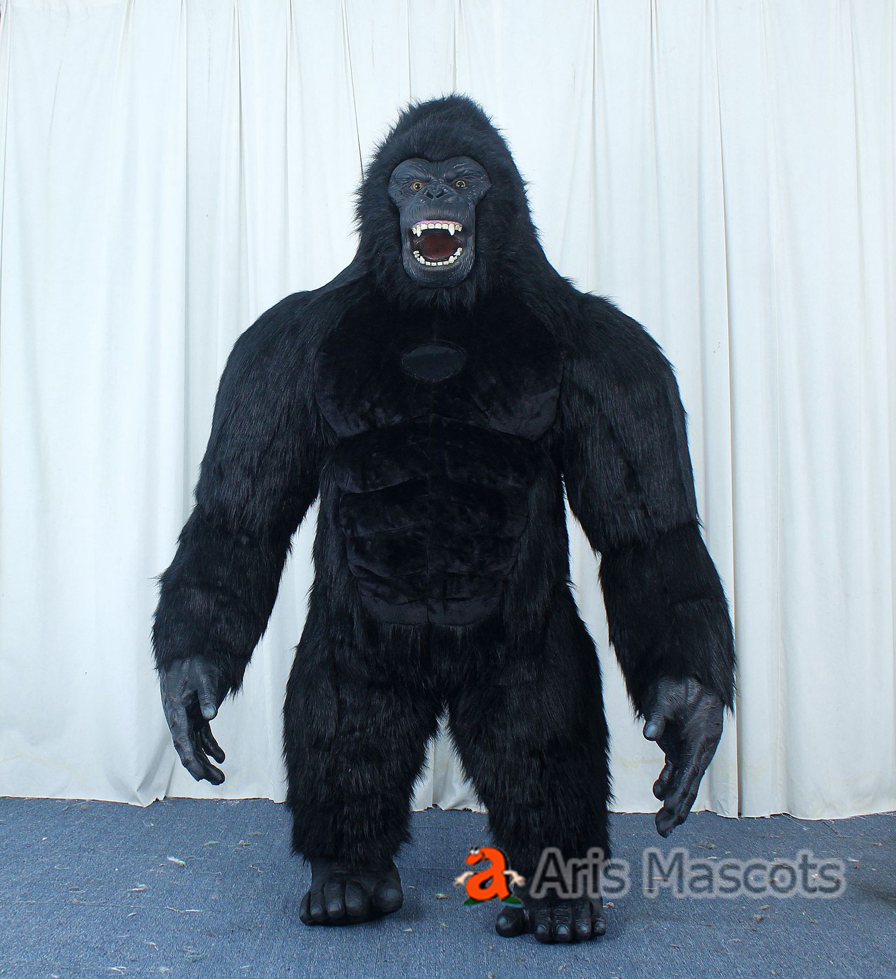 Adult Brown Ape Mascot Costume Full Body Furry Inflatable Suit Gorilla ...
