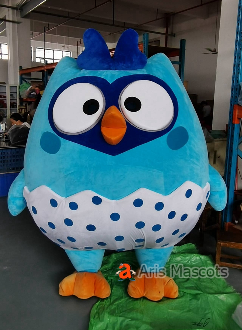 Cute Adult Inflatable Baby Boy Blue Owl Mascot Costume Furry Blow Up ...