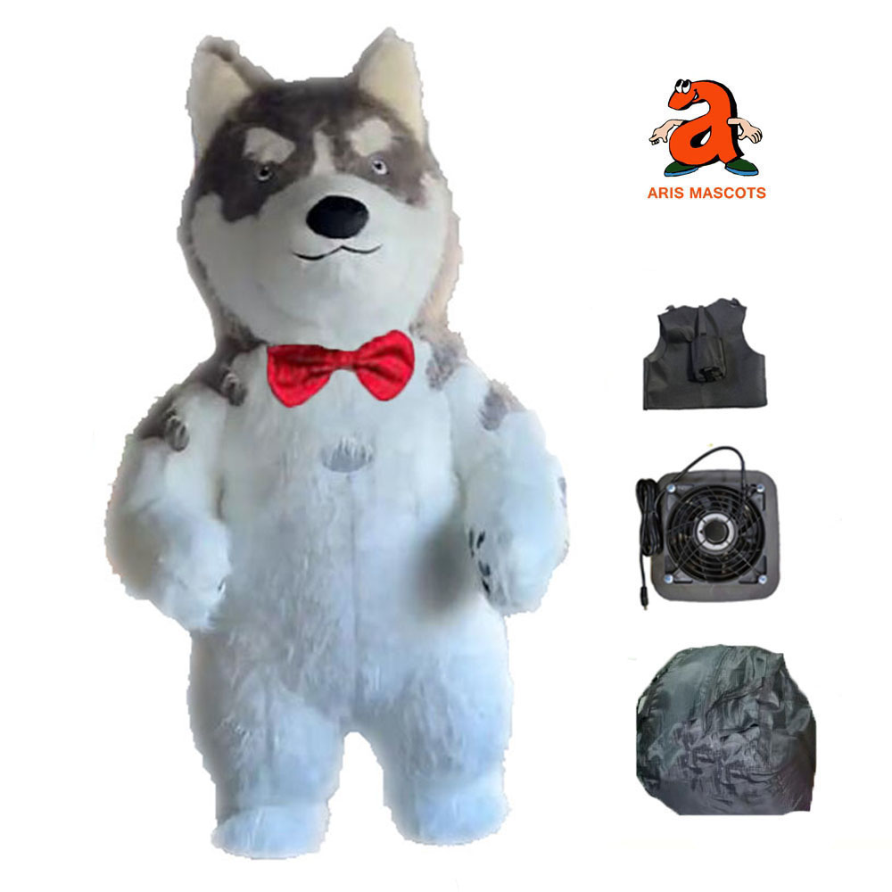 Adult Husky Dog Inflatable Furry Mascot Costume for Entertainment Blow ...