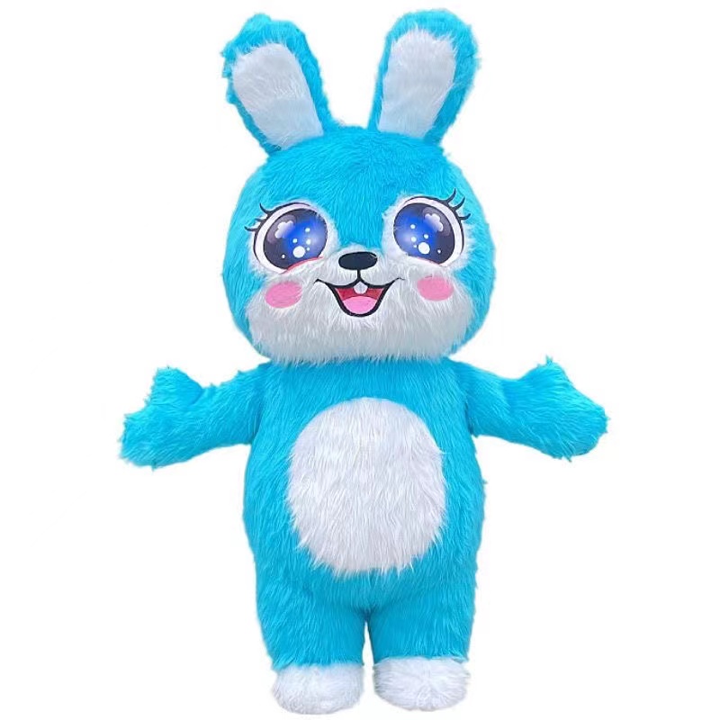 Cute Inflatable Easter Bunny Adult Costume Walking Blow Up Furry Mascot ...