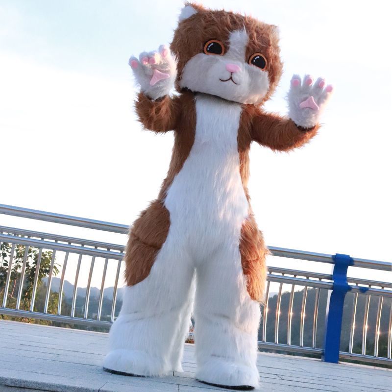 Adult Realistic Cat Mascot Costume for Entertainment Full Body Furry ...