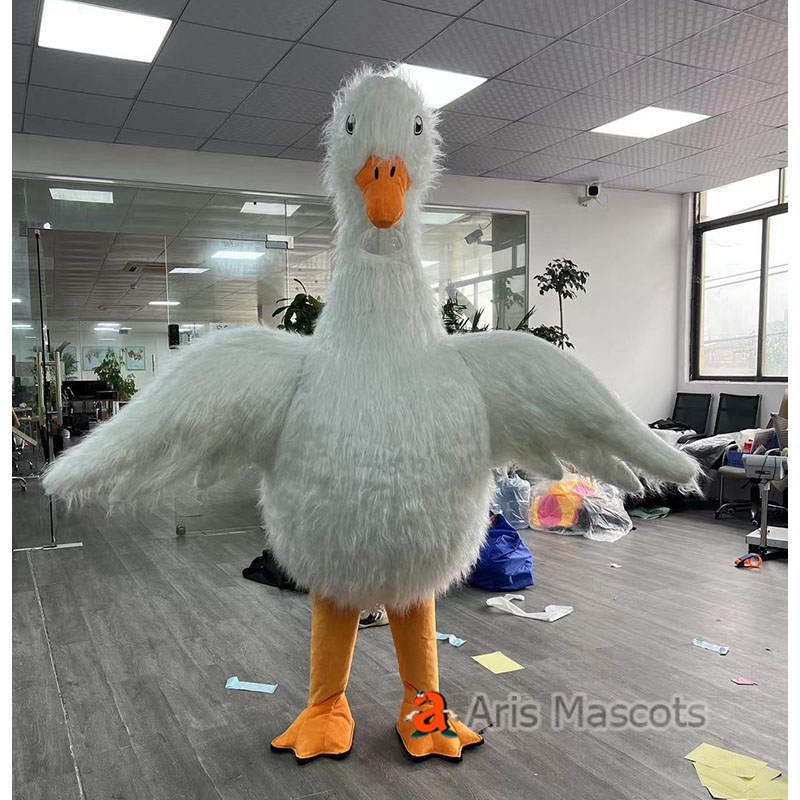 Adult Real Life Walking Furry Peking Duck Mascot Costume Full Body Blow ...