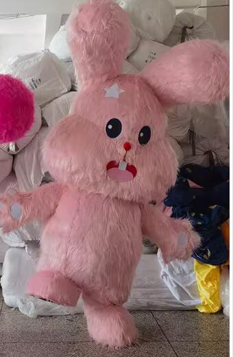2m Inflatable Furry Rabbit Mascot Costume for Entertainments Adult Blow ...