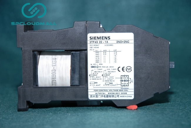 SIEMENS CONTACTOR 3TF43 22-1X 2NO+2NC,CONTACTOR