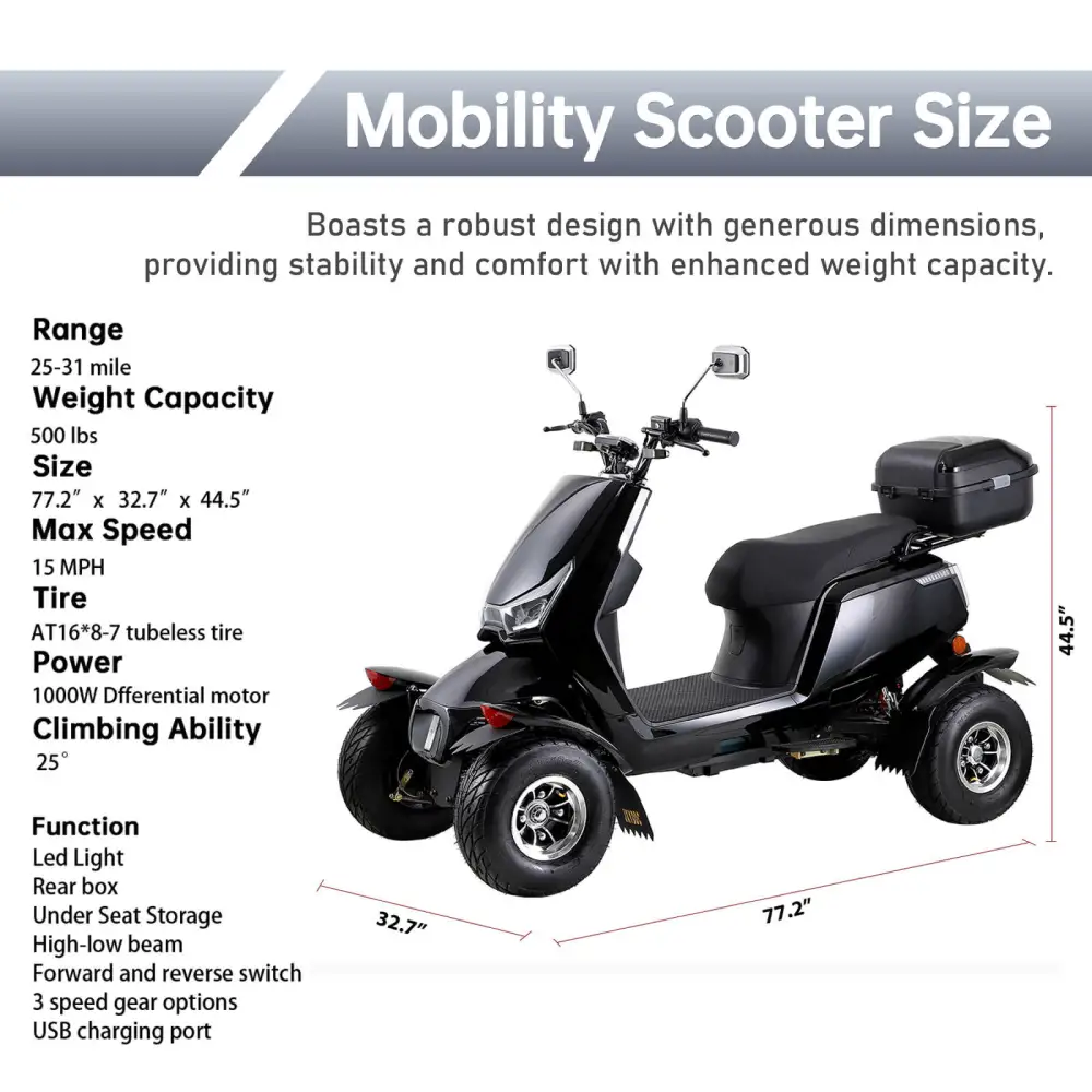 Xmatch – Heavy-Duty 4-Wheel Mobility Scooter – Adult Electric Mobility