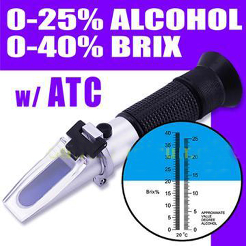 Grape and Alcohol Refractometer 0-25%Vol,0-40%Brix for grape wine,