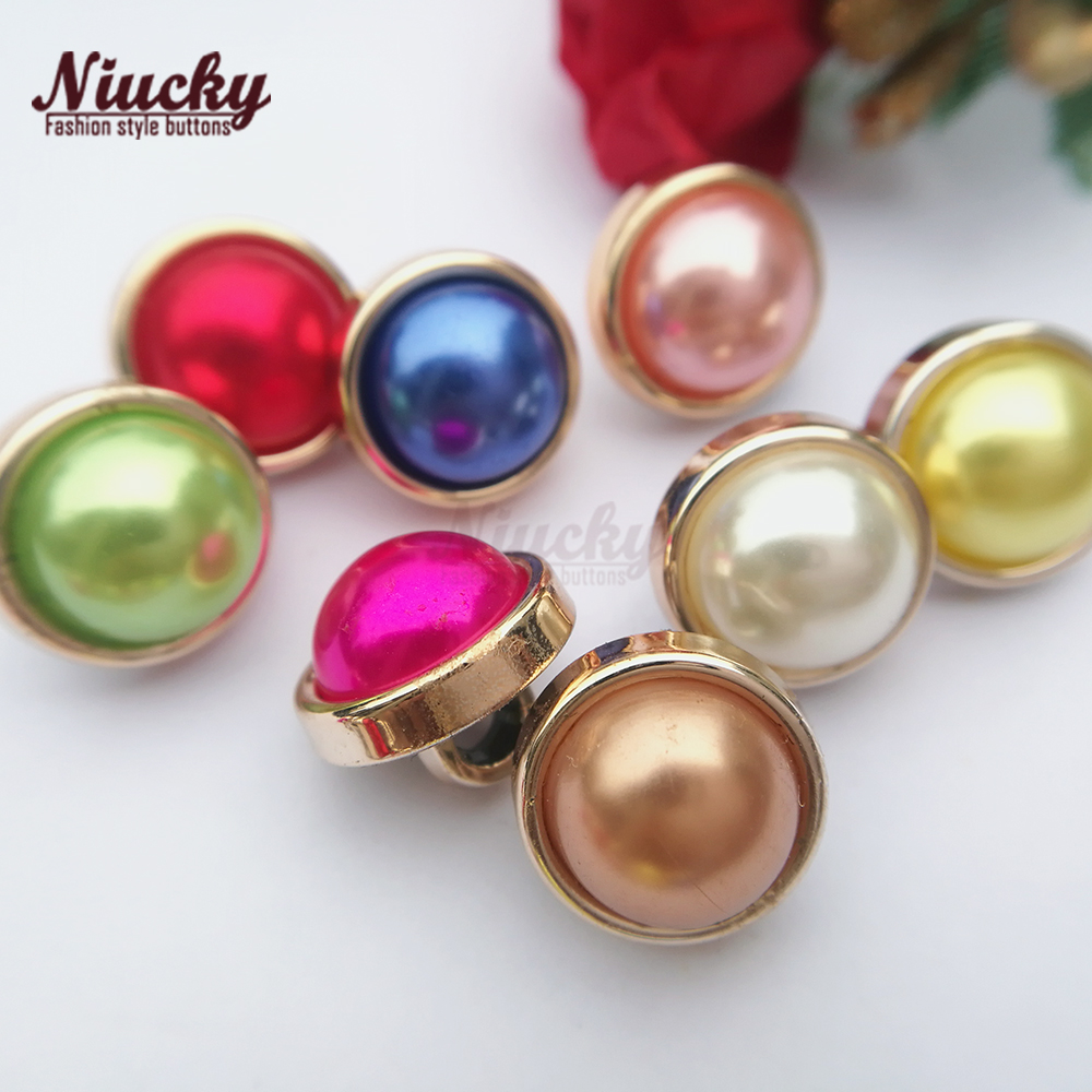 10mm - 13mm High Quality Gold Edge Colorful Pearl Sewing Buttons Basic ...