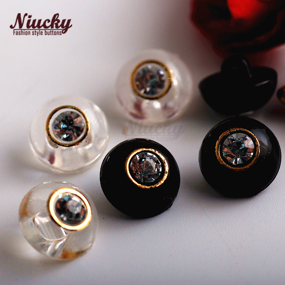12.8mm 1/2" Transparent Black Rhinestone Acrylic Buttons Animal Eye ...