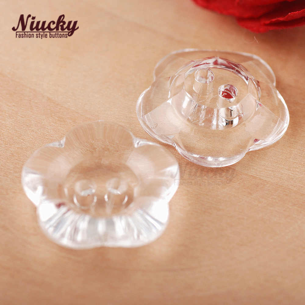20mm 2 Holes Transparent Crystal Flower Buttons for Sewing Craft ...