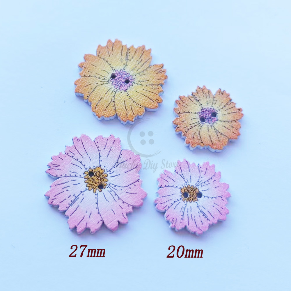 2-Hole Pastel Daisy Wood Buttons | 20mm & 25mm for Clothing & Crafts ...