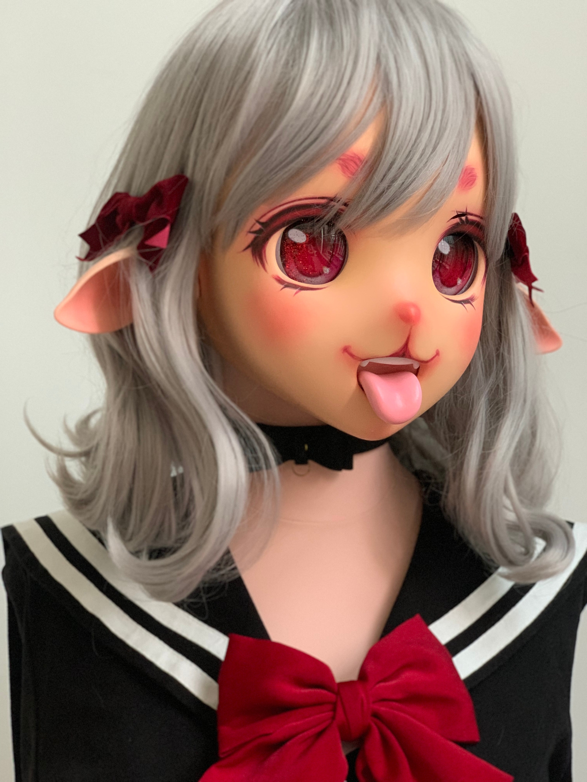 Anime Kigurumi Mask Animal Ears Pink Hair Full Head