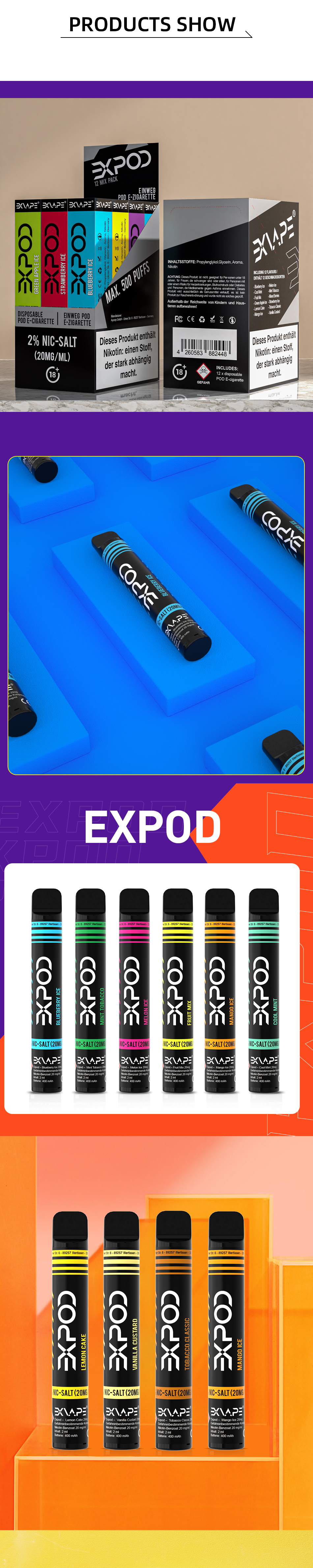 Exvape Expod 2ml 600puffs Disposable Electronic Cigarette Vape Pen ...