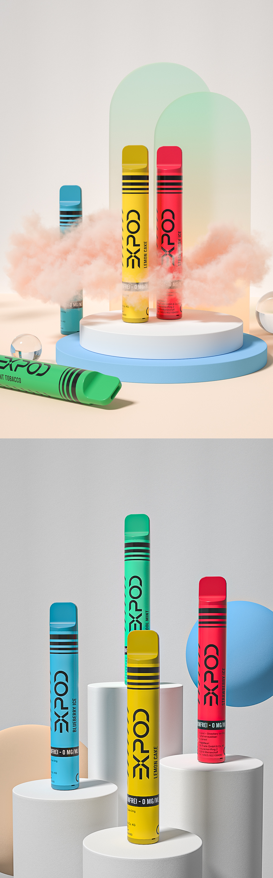 EXVAPE EXPOD 2ml 0mg/ml Strawberry Ice popular flavor factory OEM ODM ...