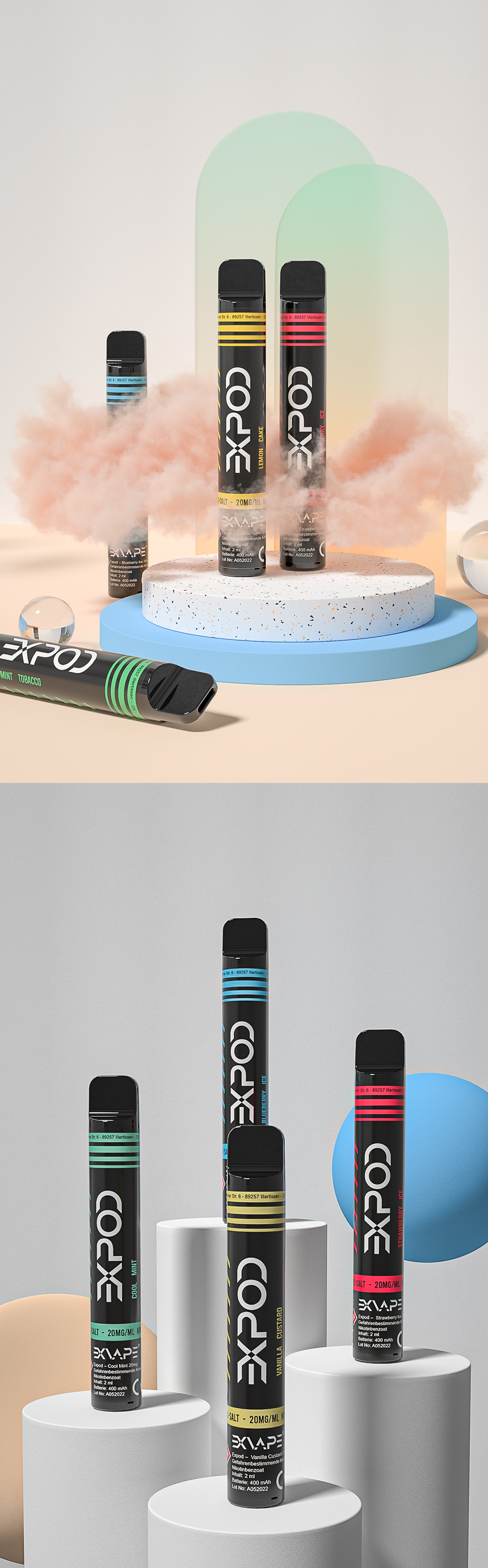 EXVAPE EXPOD 600 Puffs 2mg/ml Disposable Vape Device Electronic ...