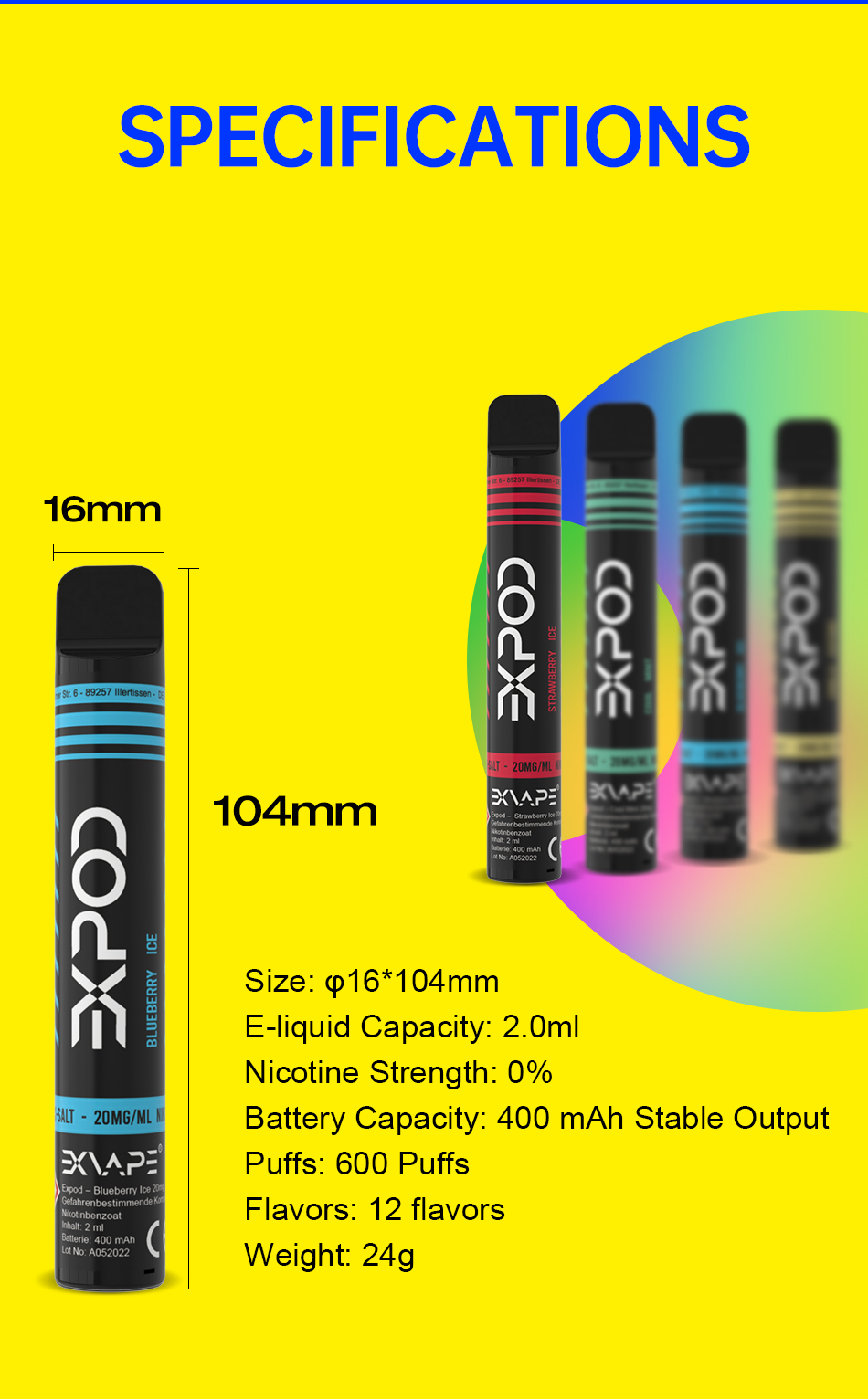 Exvape Expod 2ml 600puffs Disposable Electronic Cigarette Vape Pen ...