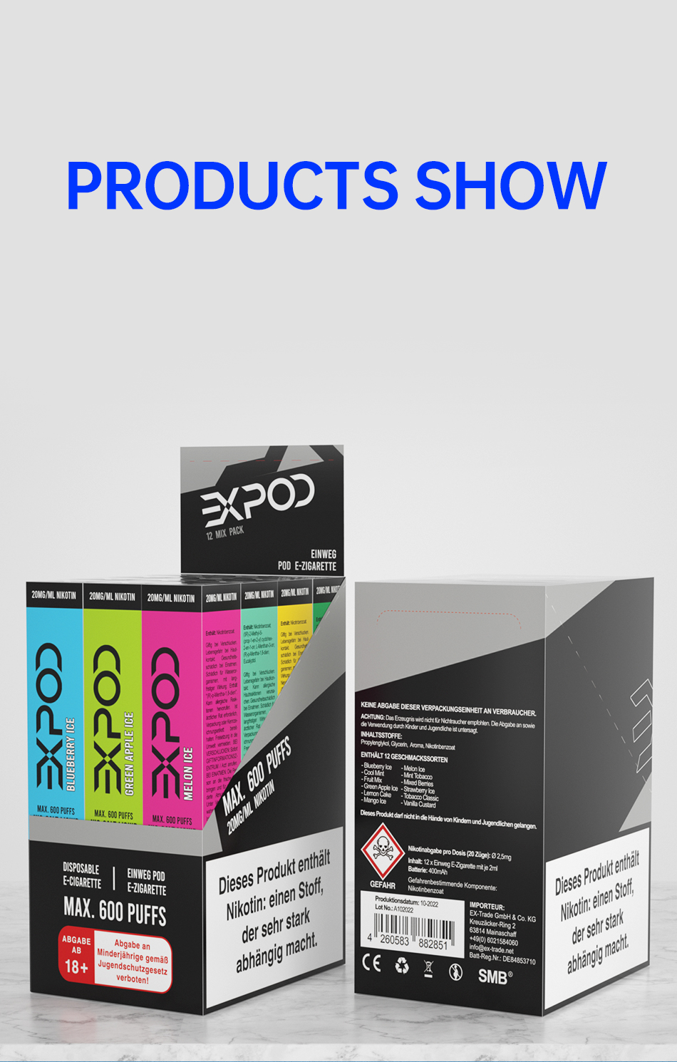 EXVAPE EXPOD 600 Puffs 2mg/ml Disposable Vape Device Electronic ...