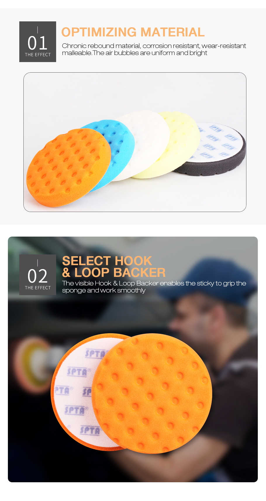 SPTA 6 inch (150mm ) Yellow/Orange/Blue/Black/White Buffing ...