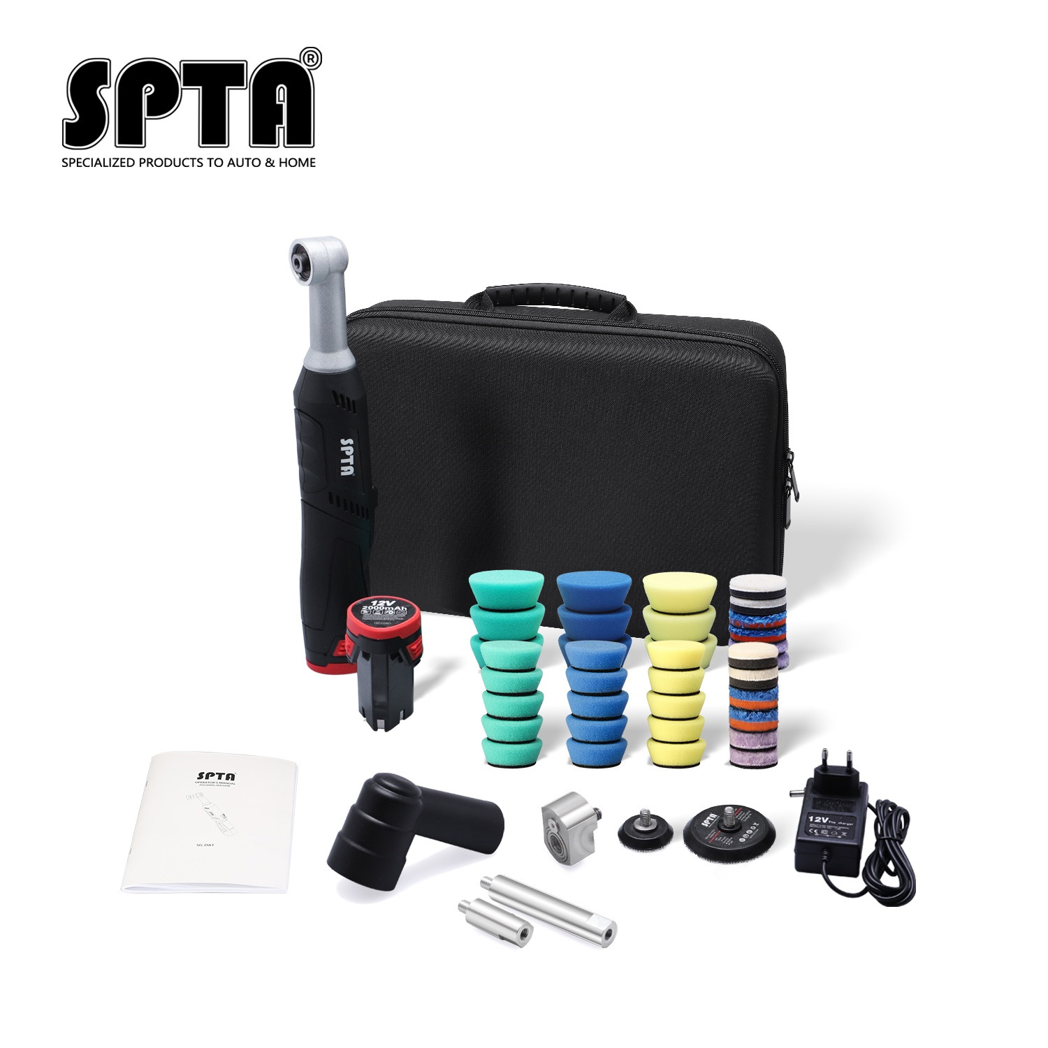 SPTA 12V Micro Cordless Swirl Killer Polisher RO/DA Mini Car Polisher ...