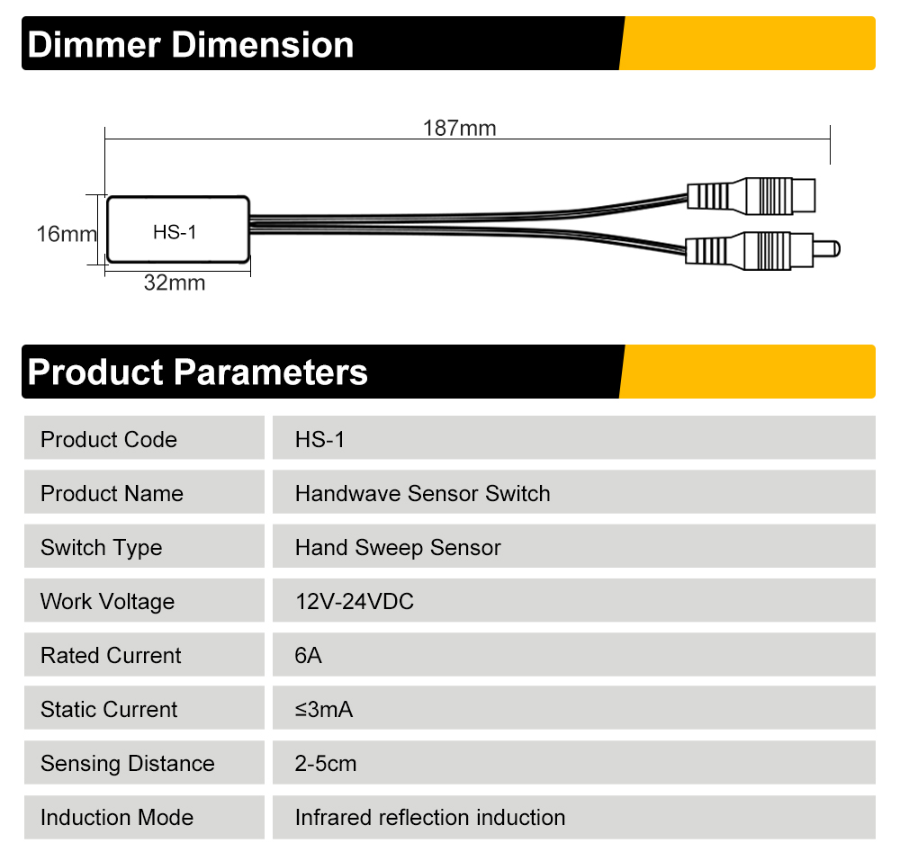 HS-1 DC12V-DC24V 6A hand wave sensor switch,Hand Wave Sensor