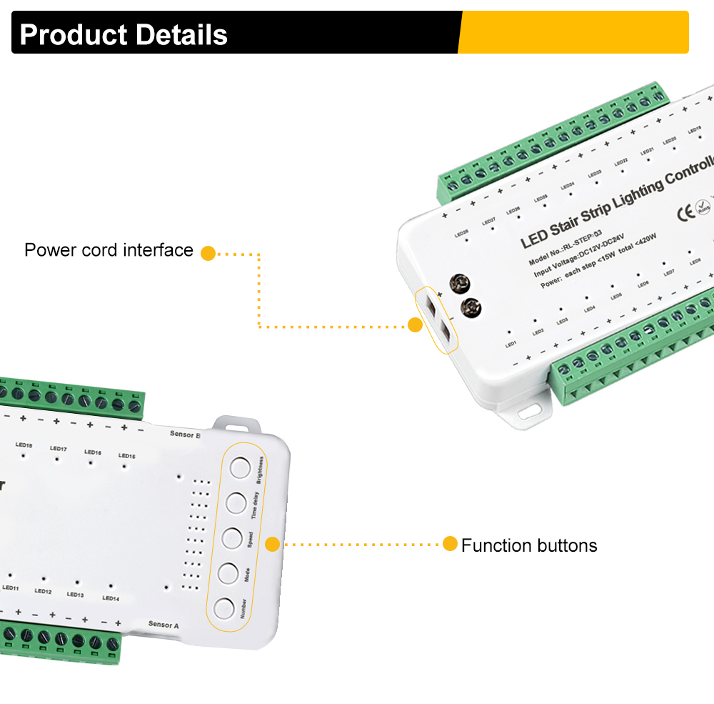 STEP-03 28 Steps LED Stair Strip Lighting Controller,Professional ...
