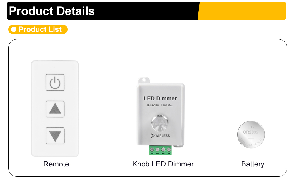 DIM-K3+R1 DC12V-DC24V 10A RF LED Dimmer with Remote,433 Series