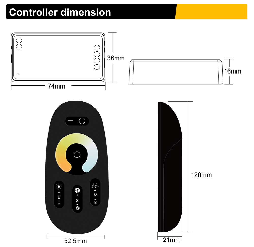 CCT-02 2.4G Dual White LED Controller,Dual White