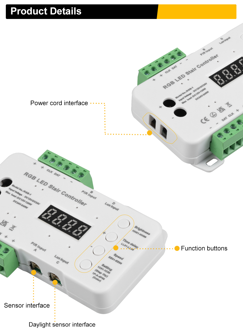 RGB-1 RGB LED Stair Lighting Controller with daylight sensor ...