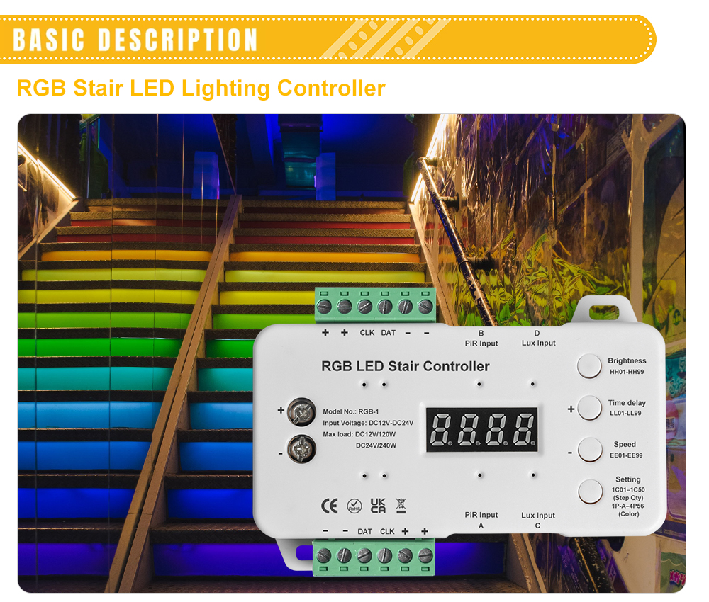 RGB-1 RGB LED Stair Lighting Controller with daylight sensor ...