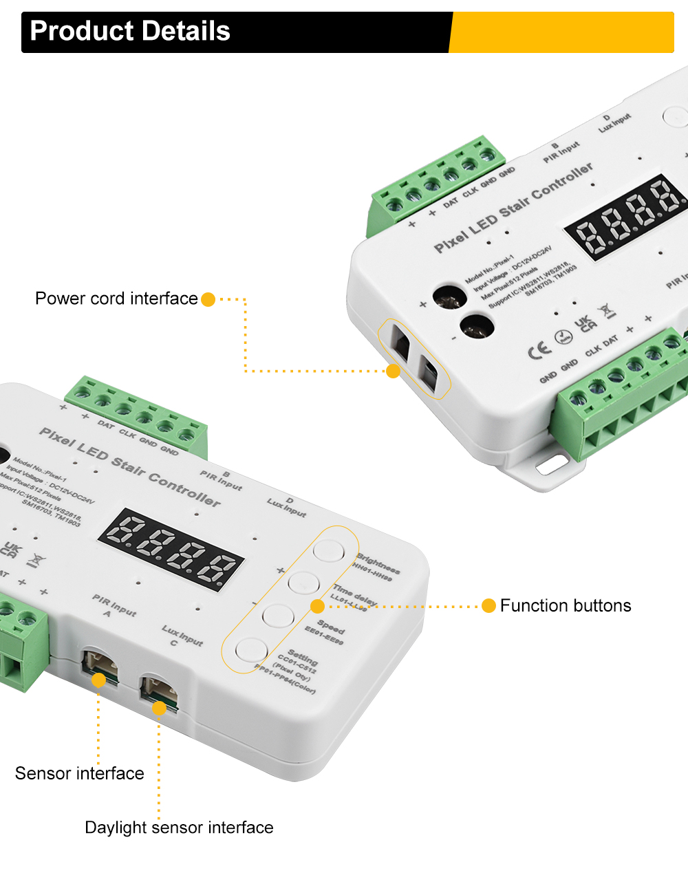 Pixel-1 Pixel LED Stair Lighting Controller with daylight sensor ...