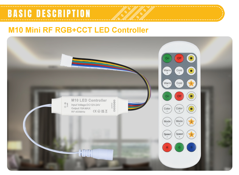 M10 Mini RF RGB+CCT LED Controller,433 Series