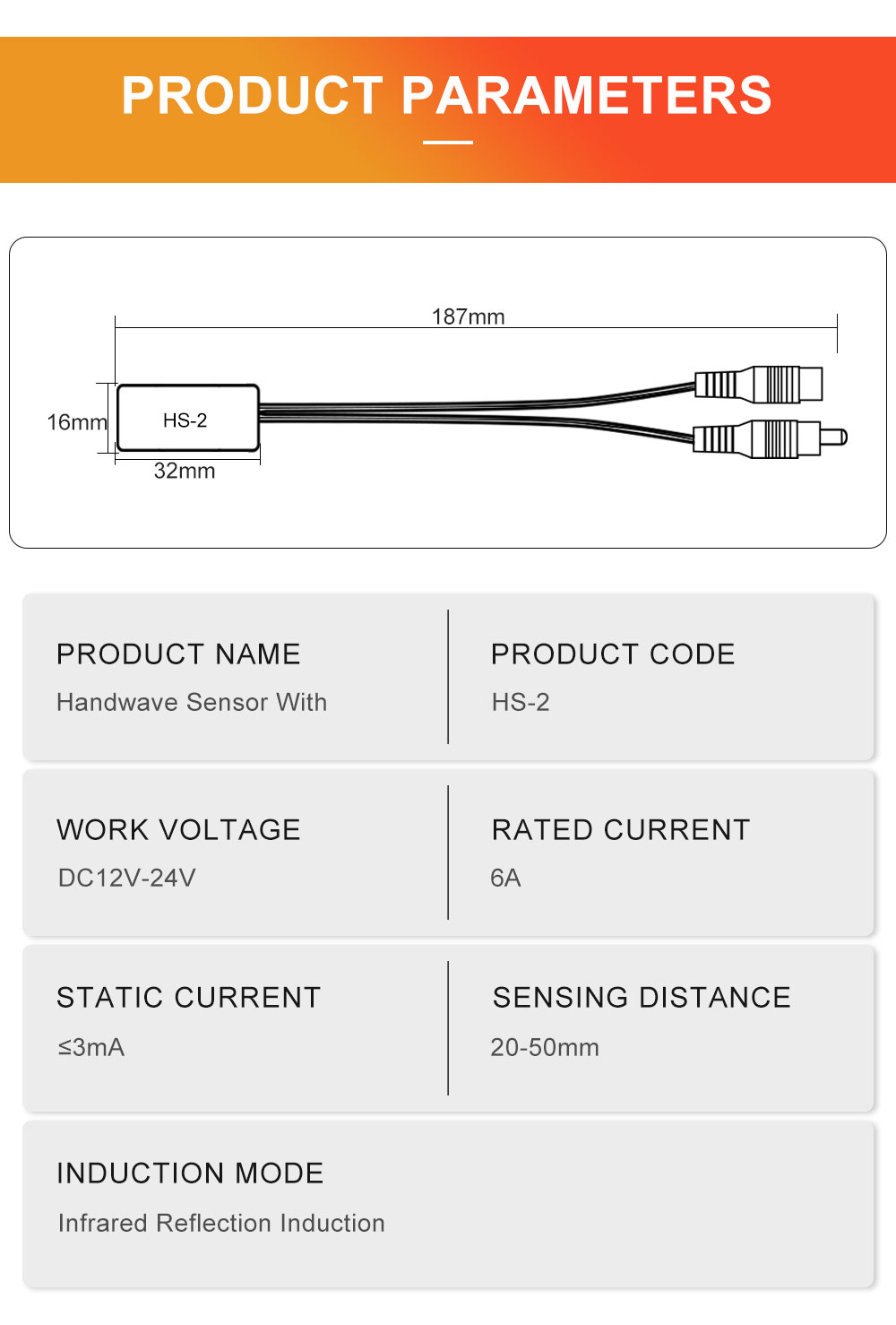 HS-2 DC12V-DC24V 6A hand wave sensor switch with dimming function,Hand ...
