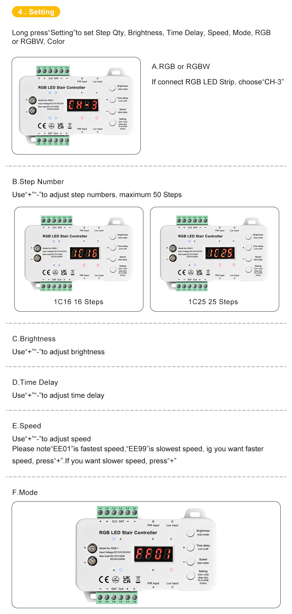 RGB-1 RGB LED Stair Lighting Controller with daylight sensor,Basic ...