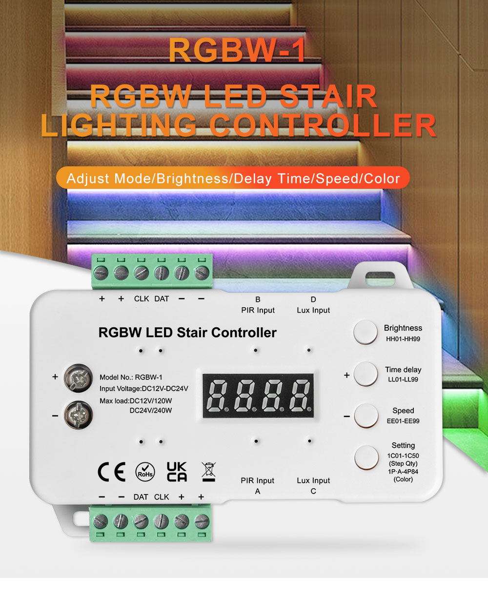 RGBW-1 RGBW LED Stair Lighting Controller with daylight sensor,Basic ...