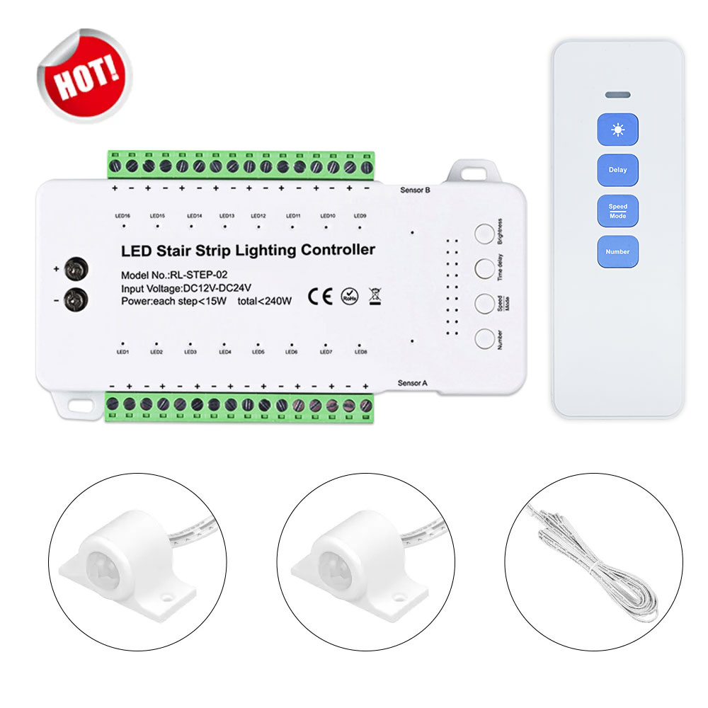 STEP-02 16 Steps LED Stair Lighting Controller,Basic Series Stair ...