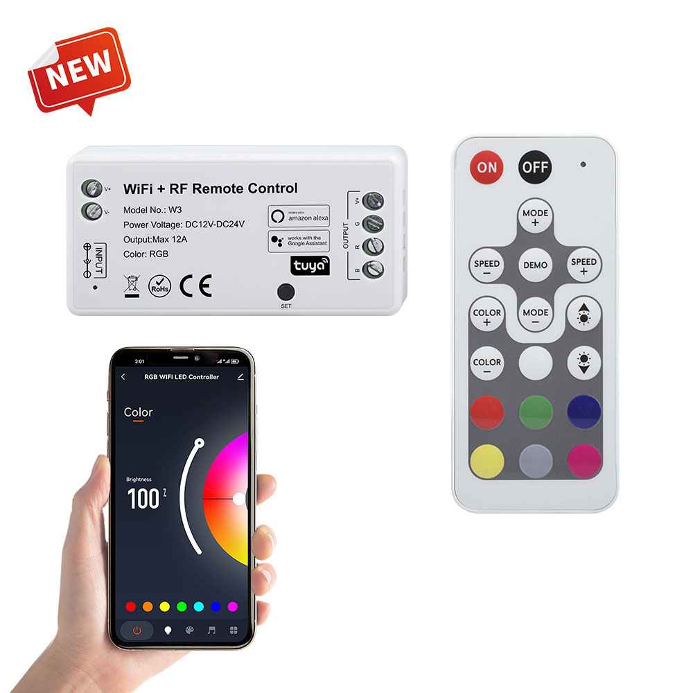 W3 WIFI RGB LED Controller and RF Remote,App Control Series