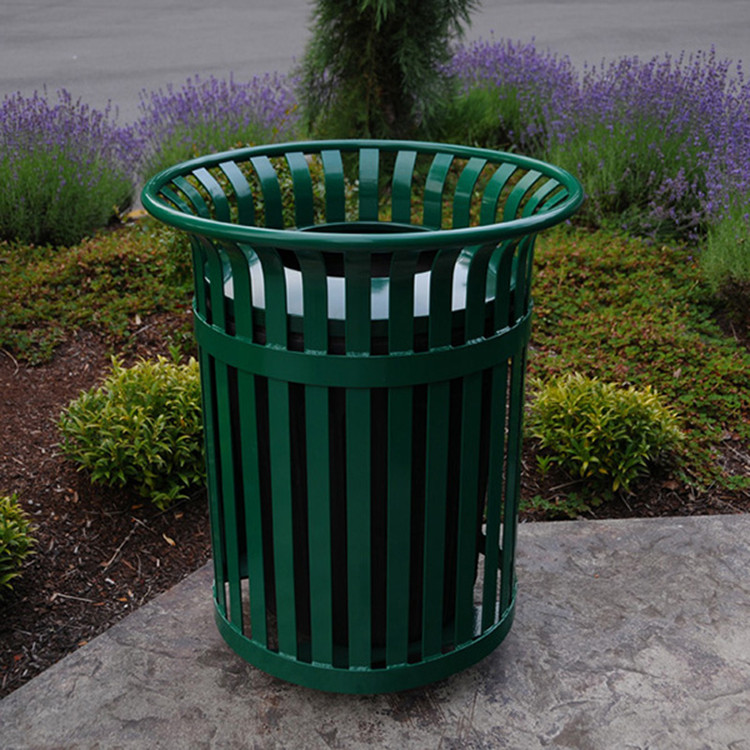 outdoor garden steel trash bin