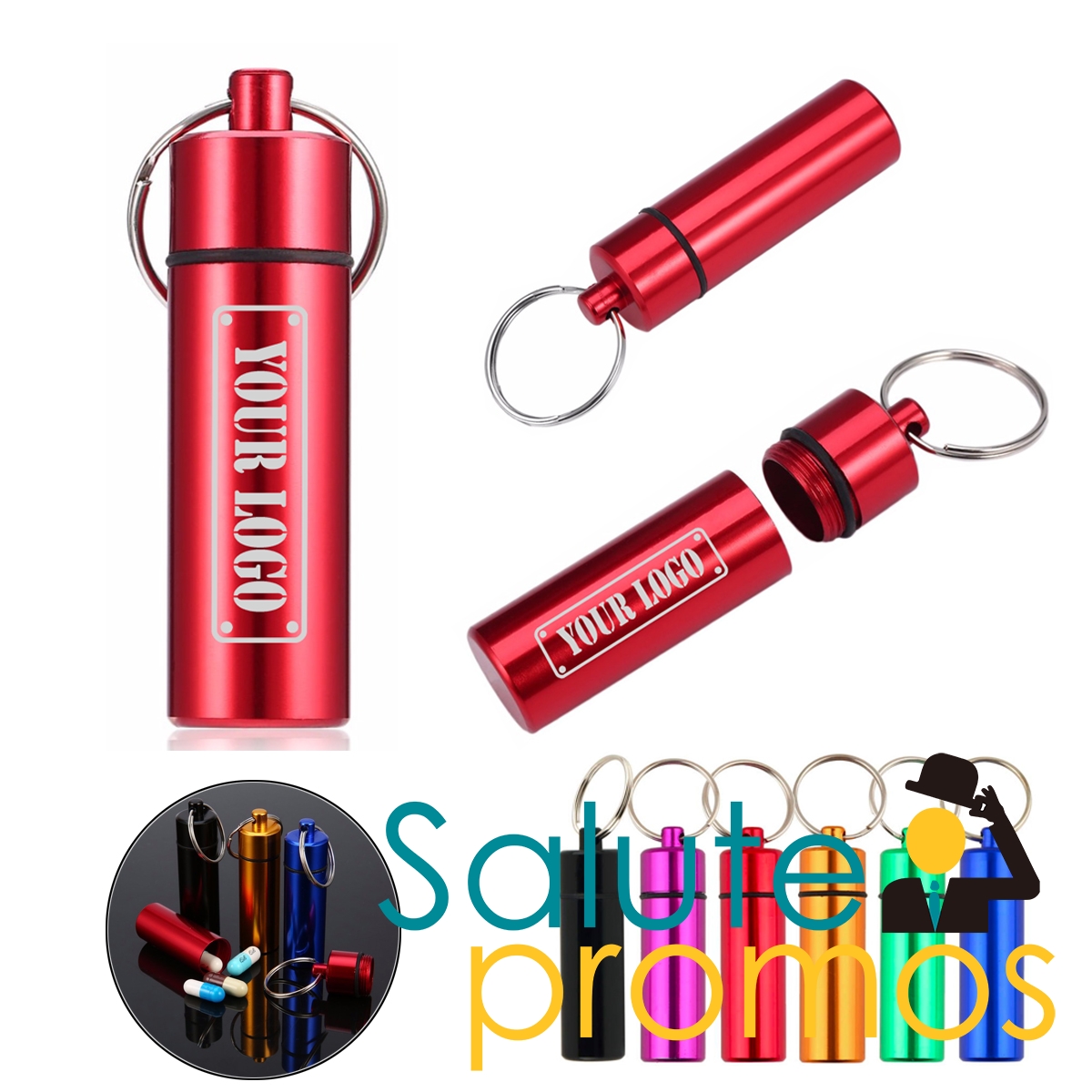Aluminum Pill Organizer Keychains,Key Chains & Tags