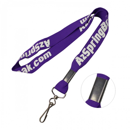 3/4" Custom silkscreened polyester lanyard with swival J hook & metal crimp