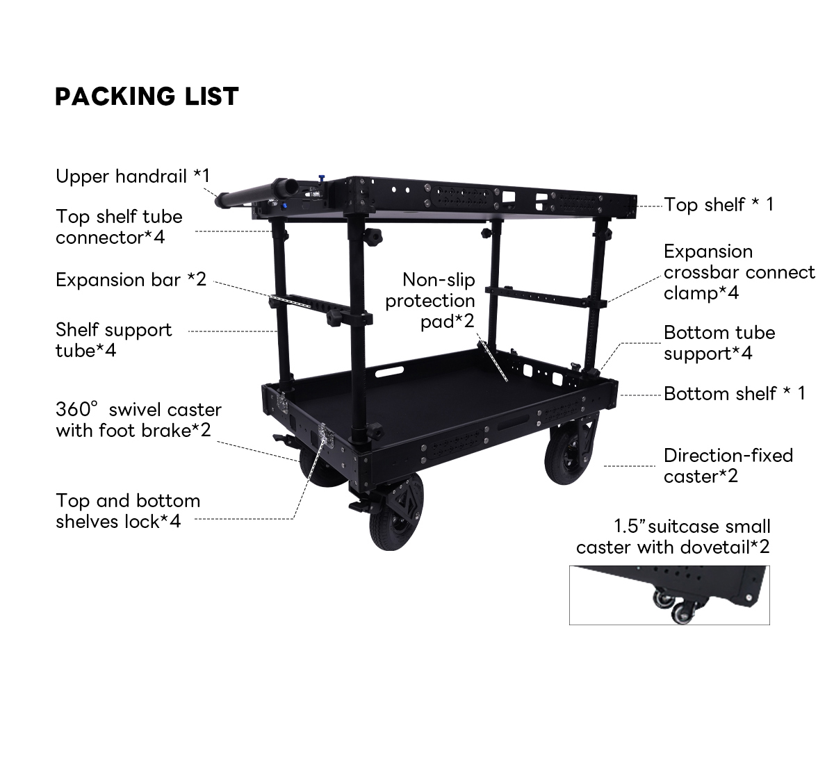 300kg Payload Video Production Camera Cart Collapsible Mobile ...