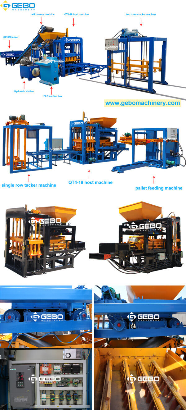 QT4-18 automatic hydraulic block making machine, hydraulic cement concrete brick making machine
